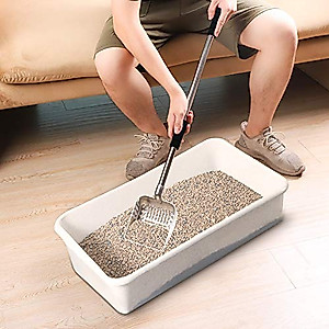 Abealv Cat Litter Scoop Metal Cat Litter Scooper Long Handle Cat Scoop Detachable Stainless Steel Non-Stick Cat Litter Sifter Pet Scoop with Deep Shovel Kitty Cat Scooper for Sifting Cats Litter