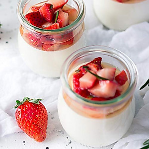 Glass Favor Jar with Cork Lids, Hoa Kinh 24 Pack 3.4Oz Glass Flavor Jars Small Clear Glass Container for Candy, Pudding, Jam, Yogurt, Spices, Honey, Wedding Favors