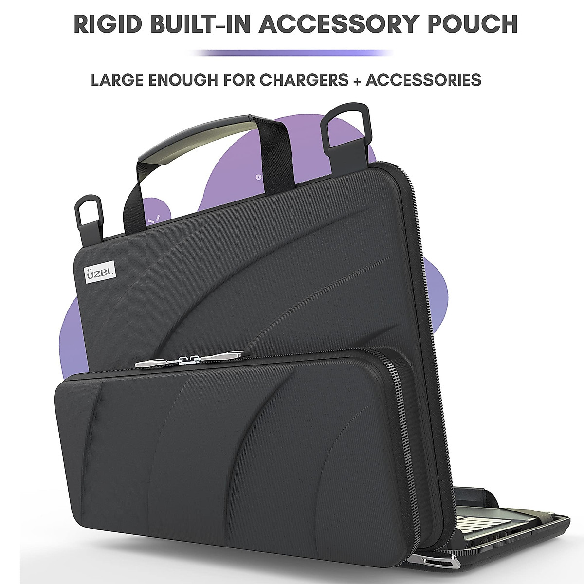 UZBL 11-11.6 Inch Protective Always-on Chromebook Hard Case with Accessory Pouch and Adjustable Shoulder Strap