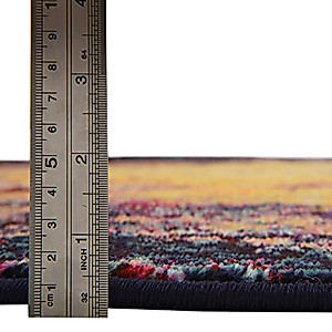 Unique Loom Estrella Collection Abstract, Gradient, Modern, Sunburst, Distressed Area Rug, 3 ft 3 in x 5 ft 3 in, Multi/Brown