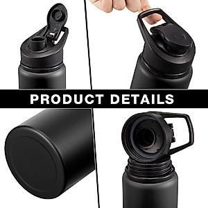 Gandeer 10 Pcs Aluminum Water Bottle 17 Oz Reusable Bike Snap Lid Metal Water Bottle Lightweight Portable Sports Leak Proof Gym for Travel Camping Hiking(Black)