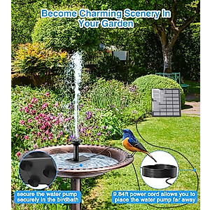 SZMP Solar Fountain 2024 Upgraded DIY Bird Bath Fountains, 1.8W Glass Panel Solar Fountain Pump with 8 Nozzles & 9.84ft Power Cord, Solar Bird Bath Fountain for Grass, Stakes, Garden, Pond (Black)