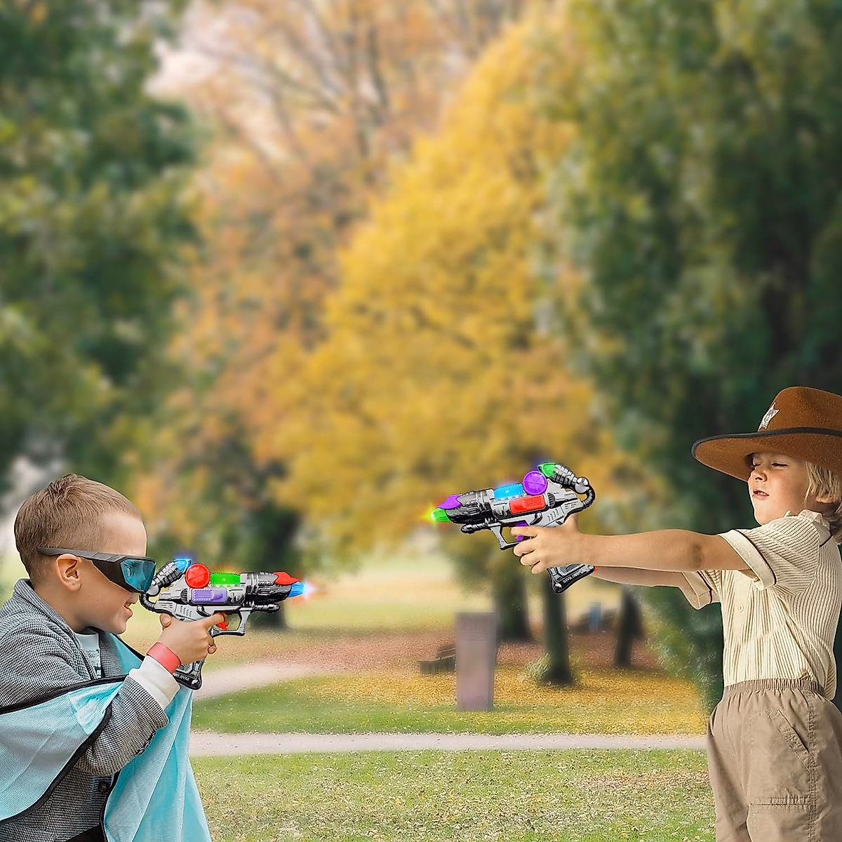 ArtCreativity Ranger Hand-Gun Toy Set with Flashing Lights & Sounds, 2 Cool Futuristic Handguns, Pretend Play, Great Party Favor, Gift for Boys and Girls, Batteries Included- Colors May Vary