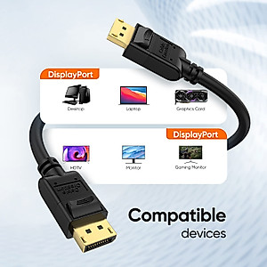 CableCreation 2-Pack DisplayPort 6 Ft/1.8M, 4K DP to DP Cable 1.2 Support 4K@60Hz, 2K@144Hz Compatible with Computer, Desktop, Laptop, PC, Monitor, Projector
