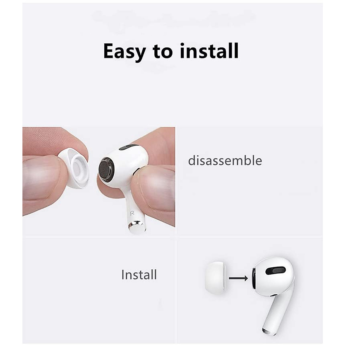 3 Pairs Replacement Ear Tips in-Ear Silicone Eartips Accessories Small Medium Large Eartips for Apple Airpods Pro (S-White)