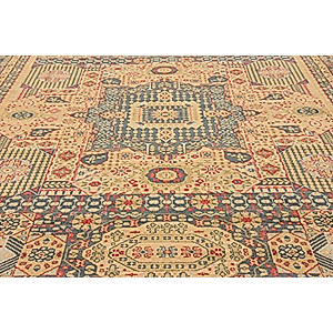 Unique Loom Palace Collection Traditional, Southwestern, Medallion, Geometric Area Rug, 9' 0" x 12' 0", Navy Blue/Tan