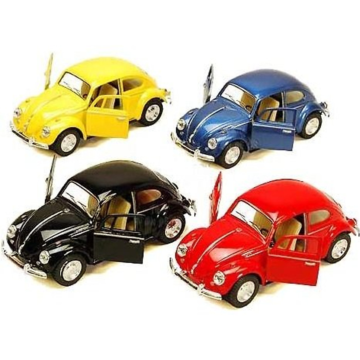 KiNSMART 1967 Volkswagen Classic Beetle 5inch 1:32Scale Die Cast Metal Model Toy Cars SetOf4