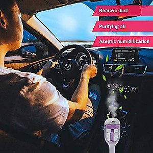 XSUPER Car Humidifier Aromatherapy Essential Oil Diffuser, Portable Mini Purifier Aroma Freshener Diffuser with 180 Degree Rotation, 12V 1.5W Personal Car Purifier Humidifier