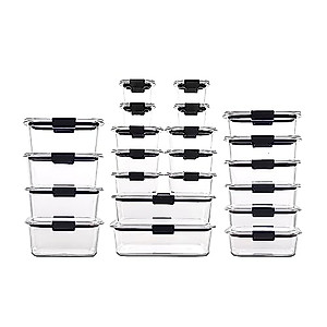Rubbermaid Brilliance BPA Free Food Storage Containers with Lids, Airtight, for Lunch, Meal Prep, and Leftovers, Set of 22