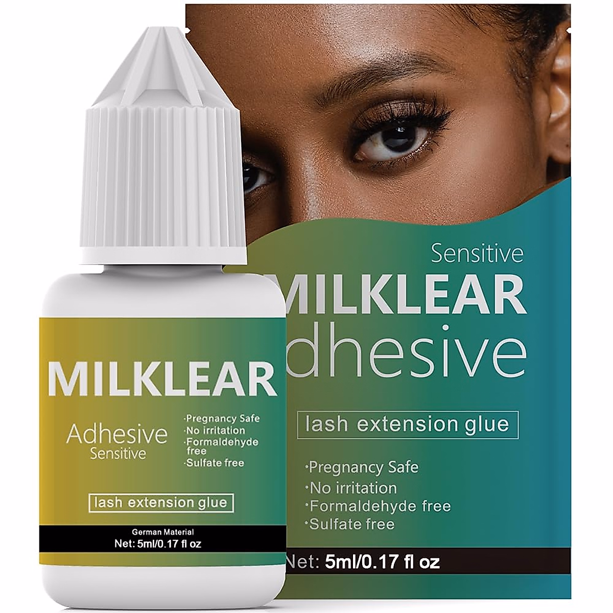 MILKLEAR Lash Cluster Glue Waterproof Long Lasting 2 Weeks Strong Hold DIY Eylash Extension Glue Sensitive Eyes, DIY at Home for Self Application or Salon Use 5ml Black