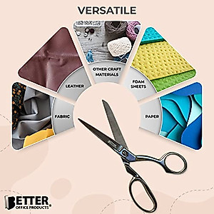 Premium Stainless Steel Sewing Scissors, 8", Ultra Sharp Tailoring Shears, for Dressmaking, Leather Cutting, Fabric, Heavy Duty Fabric Scissors, by Better Office Products