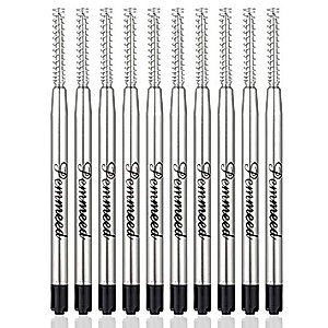Ballpoint Pen Refills with Spring for Penneed B5/B6/B8 Pen, Parker Waterman Compatible Ballpoint Pen Refills Twist Action Medium Point 1.0mm Pack of 10(Black Ink)