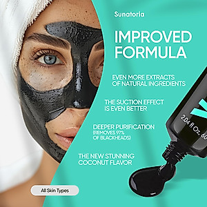 SUNATORIA Blackhead Remover Mask - for Women and Men - Activated Charcoal Peel Off Face Mask - Deep Pore Cleaner Nose Blackhead Remover Pore Release - Black Head Remover for Face