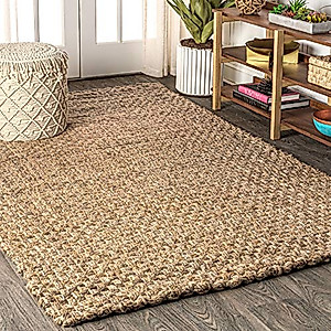 JONATHAN Y Estera Hand Woven Boucle Chunky Jute Natural 3 ft. x 5 ft. Area-Rug, Farmhouse, Easy-Cleaning, for Bedroom, Kitchen, Living Room,Natural Color