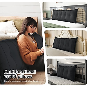 Johnear Bolster Pillow Headboard Backrest Pillow Large Daybed Cushion Lumber Back Pad Support Positioning Sofa Bed Rest Reading Pillow （Black, 76 x 3 x 20 inches）