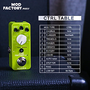 MOOER MOD Factory MKII with 11 Different Modulation Effects, Chorus, Flange, Tremolo, Phase, Low-bit, Ring Modulator, Real-time Tap Tempo, Acceleration Function