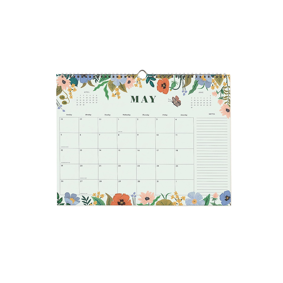 RIFLE PAPER CO. 2024 Appointment Calendar | 12 Month Dated Calendar, Space for Daily Engagement and Monthly Notes, Double Spiral with Center Notch for Easy Hanging (12" L x 16" W), Blossom