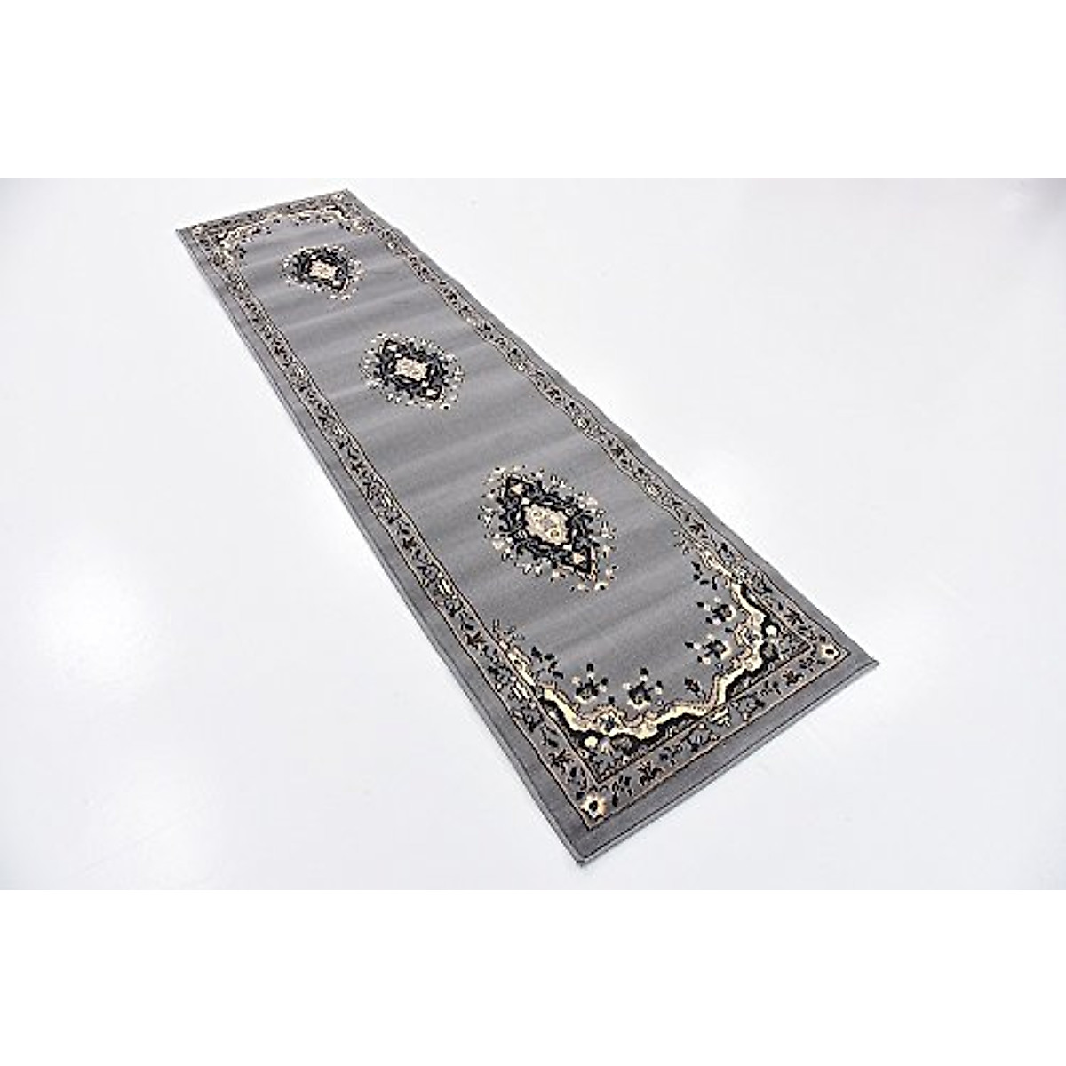 Unique Loom Reza Collection Traditional Persian Style Area Rug, 2 ft 2 in x 8 ft 2 in, Gray/Ivory