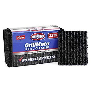 Kingsford GrillMate Grill Cleaner Replacement Pads Twelve Count Sturdy, Non-Metal Bristles
