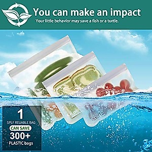 SPLF 12 Pack BPA FREE Reusable Storage Bags (5 Reusable Sandwich Bags, 5 Reusable Snack Bags, 2 Reusable Gallon Bags), Extra Thick Freezer Bags Leakproof Silicone and Plastic Free Lunch Bags for Food