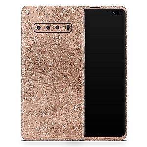 DesignSkinz Rose Gold Scratched Protective Vinyl Decal Wrap Skin Cover Compatible with The Samsung Galaxy S20 (Screen Trim & Back Glass Skin)
