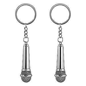 FOMIYES 2pcs Microphone Keychain Music Micro Keyring Decorative Key Holder Bag Purse Pendant Party Favor