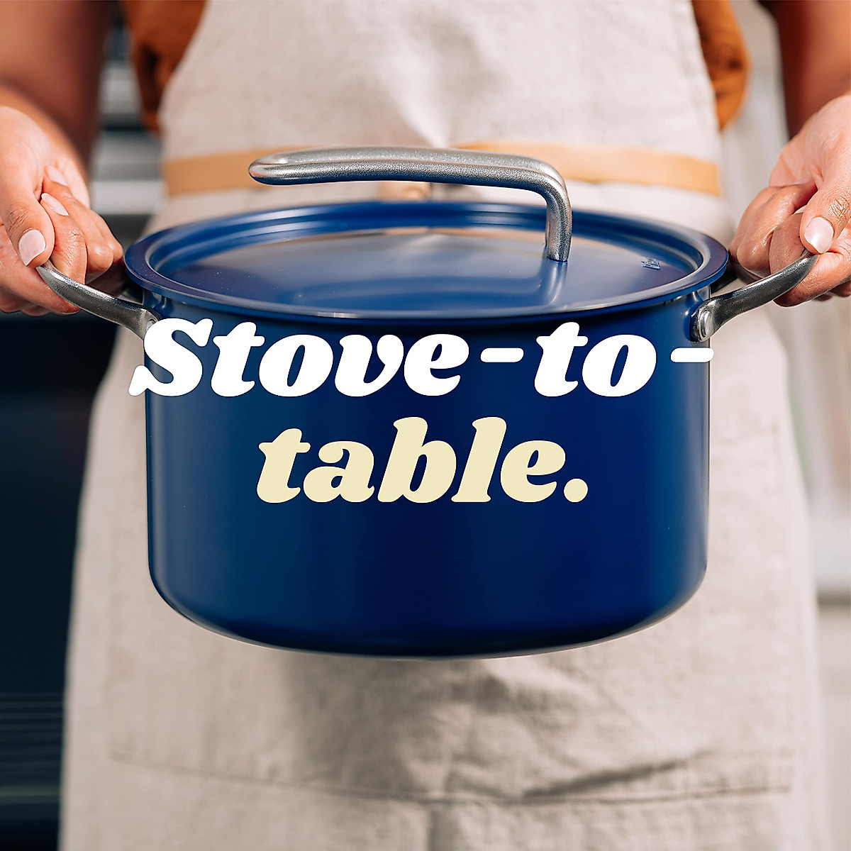 Risa Nonstick Saute & Frying Pan with Lid by Eva Longoria - 4.5 Qt Deep, Sturdy Ceramic Coating, Stainless Steel Handle - Pot Holders for Gas, Electric, & Induction Stove Pans for Cooking - Cool Grey