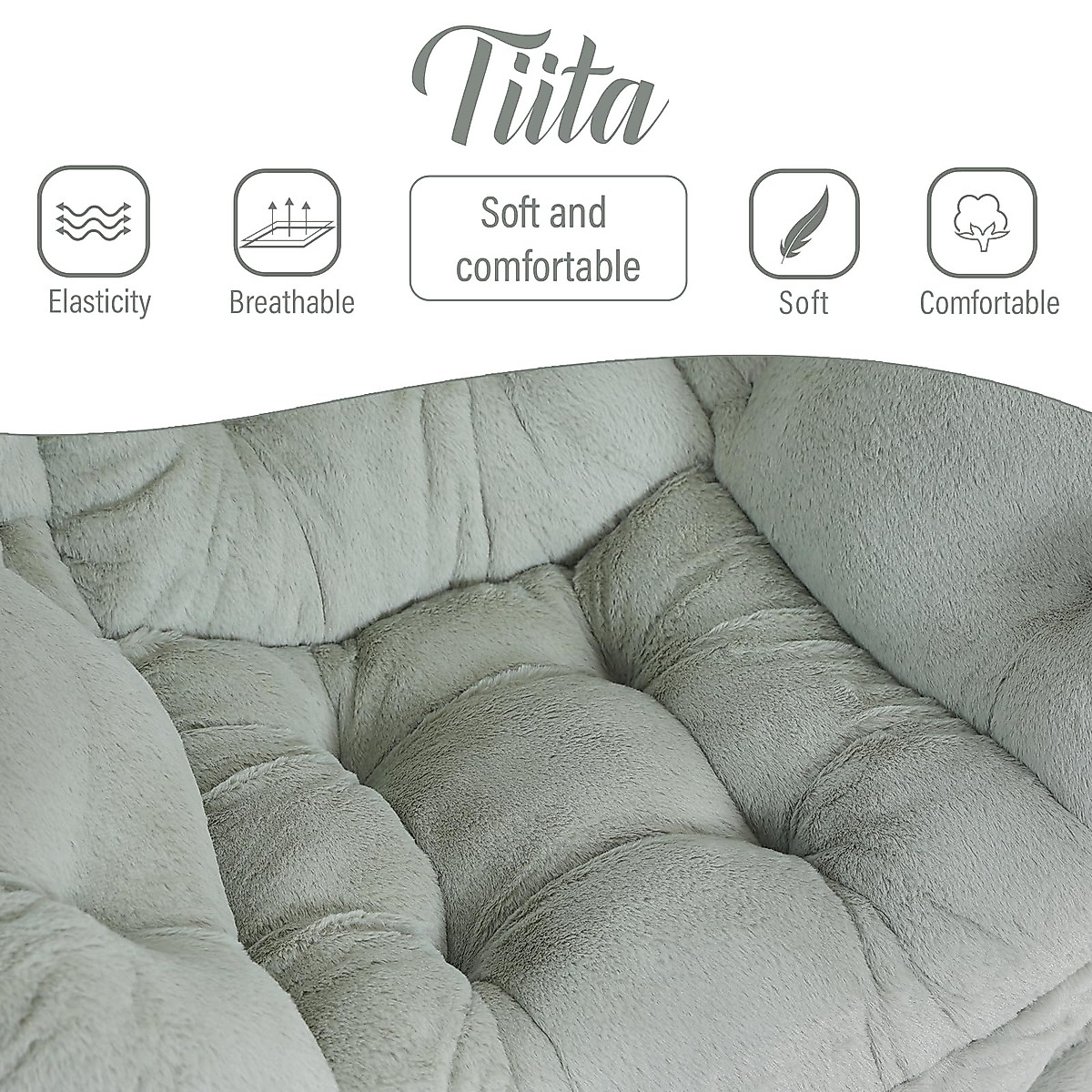 Tiita Lazy Chair with Ottoman, Modern Large Accent Lounge Chair, Leisure Sofa Armchair with Ottoman, Reading Chair with Footrest for Bedroom, Living Room, Dorm Rooms, Garden and Courtyard