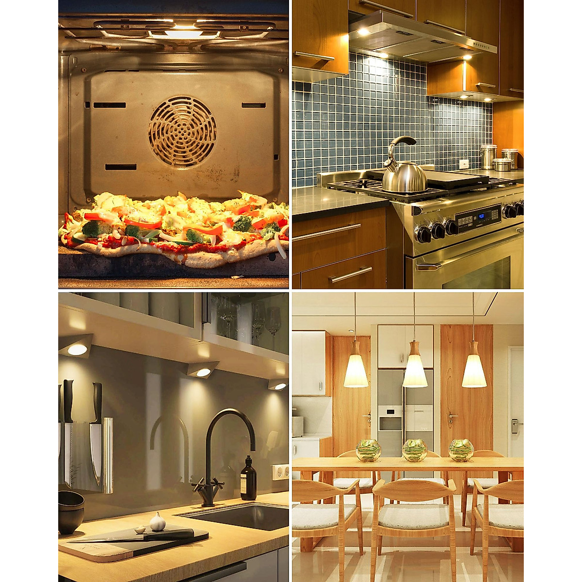 Flaspar G9 50W Halogen Light Bulbs, T4 580LM JCD Type 2800K Warm White, 120V G9 Bi-Pin Base for Reptile Heat Bulb, Under Cabinet Halogen Bulb for Range Hood Lights, Microwave Ovens, Dimmable, 4 Pack