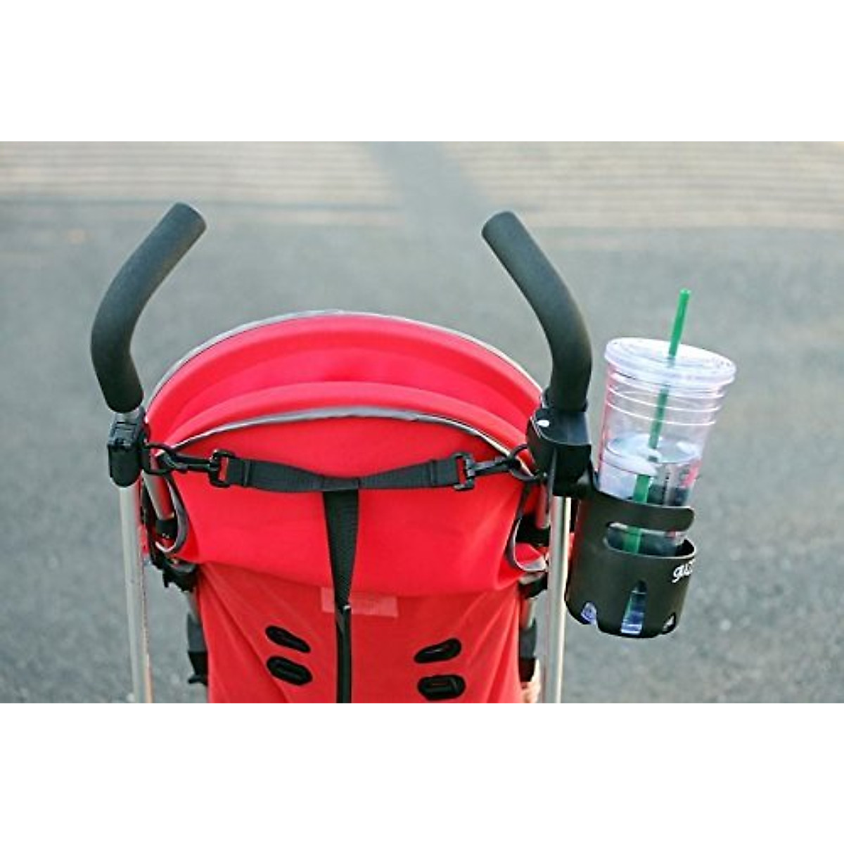 guzzie+Guss Universal Cup Holder for Strollers, Wheelchairs, Mobility Walkers, Bikes, Camping Chairs - Easy Installation - Anti-Slip Sleeve - Fits Wide Variety of Drink Containers - Pink