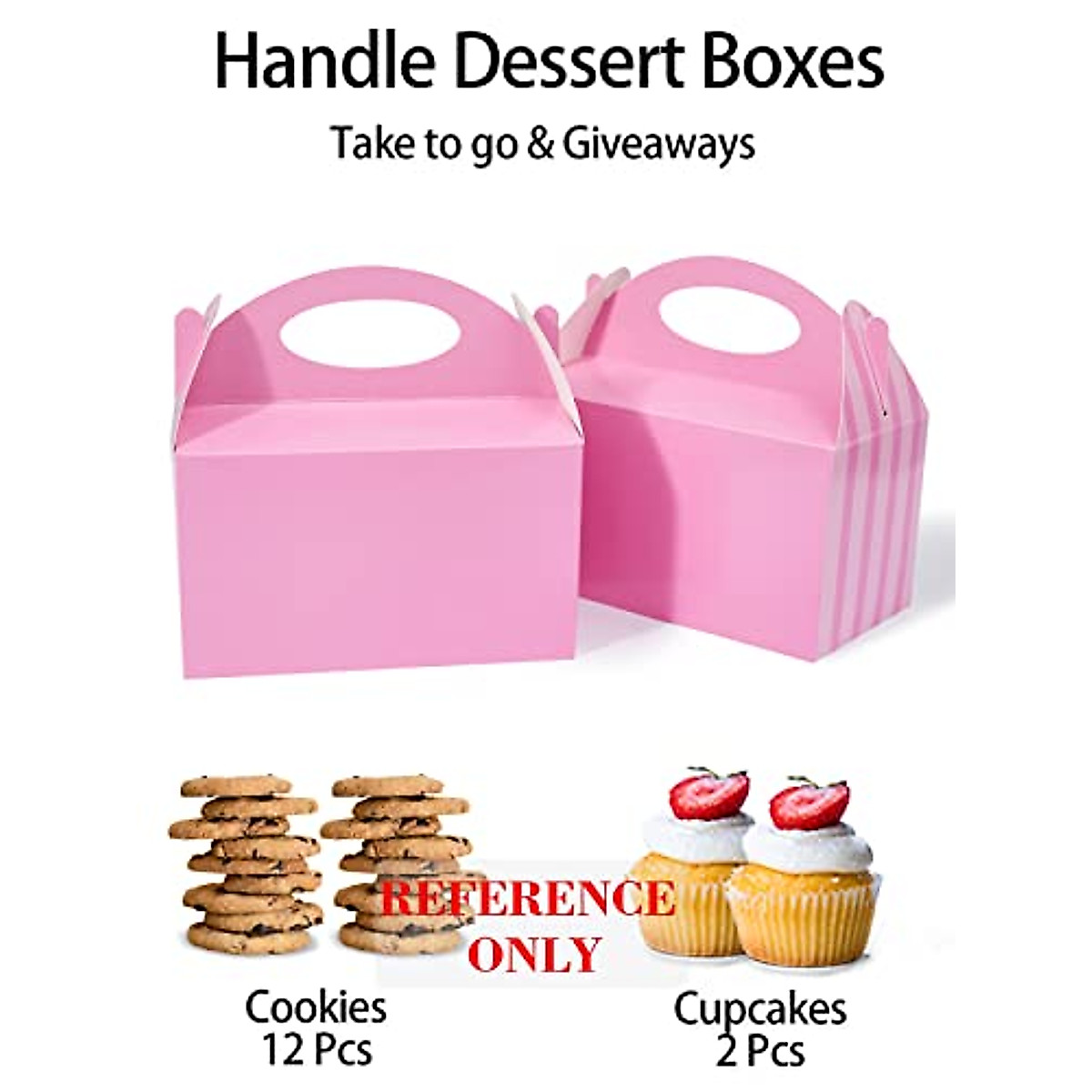 Happyhiram 25 Pcs Party Treat Boxes Pink for Girls, 6 Inch Candy Boxes Party Favors with Handle Paper Cookie Gift Bags Gable Boxes Snack Goodie Bags for Kids Unicorn Peppa Pig Barbie Theme Birthday Baby Shower Bridal Shower