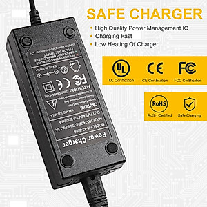 42V 2A Charger 1 Prong for 36V Lithium Ebike Escooter Compatible with Gotrax and All Brands' Electric Bike Scooter 5.5mm Plug