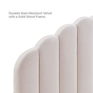 Modway Veronique Channel Tufted Performance Velvet Upholstered Full/Queen Headboard in Pink