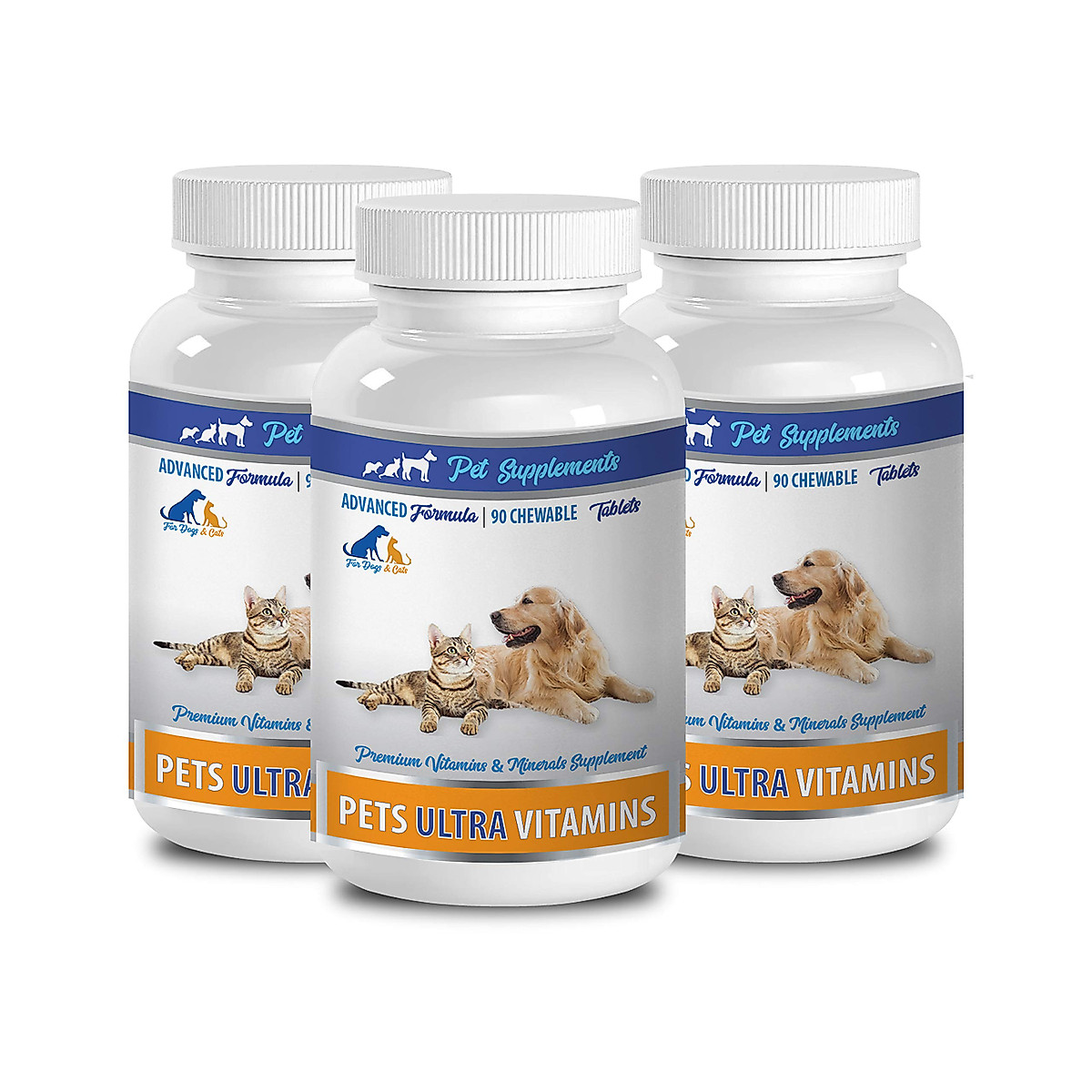 cat Vitamins Skin and Coat - Pets Ultra Vitamins - for Dogs and Cats - Immune Health - Hair and Coat Benefits - cat Vitamins for Shedding - 270 Treats (3 Bottles)