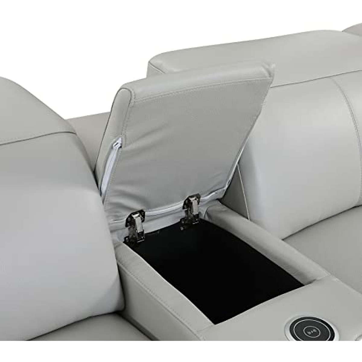 Blackjack Furniture Venice 6 Piece Sectional Sofa with 3-Power Recliners, Features Adjustable Headrest, Lumbar Support, USB and Wireless Charging Station, Extra Large Storage, 1 Console, Light Grey