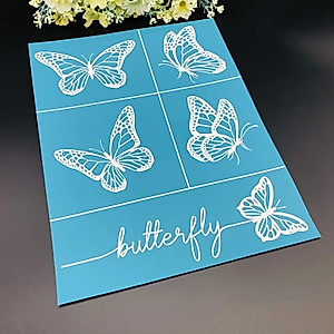MANGOUSONG Screen Printing Kit,22x28cm Butterfly Mesh Screen Stencils Self-Adhesive Silk Screen Printing Stencil for Canvas Bag Transfer Print Washable