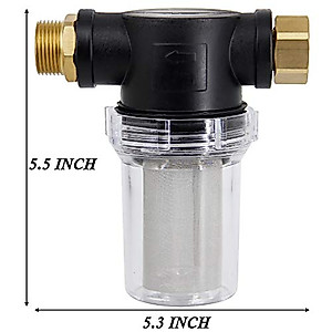 Twinkle Star Sediment Filter Attachment Line Water Hose Filter with 100 Mesh and 40 Mesh Screen, 2Pcs O-Ring, Garden Hose Filter Pressure Washer Inlet for RV Camping Car Wash Water Hose