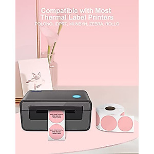 POLONO Label Printer, PL420 4x6 Thermal Printer, High-Speed Shipping Label Printer, Commercial Direct Thermal Printer, 2" Pink Circle Direct Thermal Labels, Self-Adhesive Thermal Stickers Labels