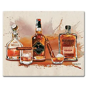 CounterArt Bourbon Splash 3mm Heat Tolerant Tempered Glass Cutting Board 15” x 12” Manufactured in the USA Dishwasher Safe