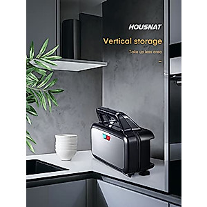 HOUSNAT 3 in 1 Sandwich Maker, Waffle Maker with Removable Plates, 1200W Panini Press with Interchangeable Non-Stick Plates, Indicator Lights, 5-gear Temperature Control, Silver/Black