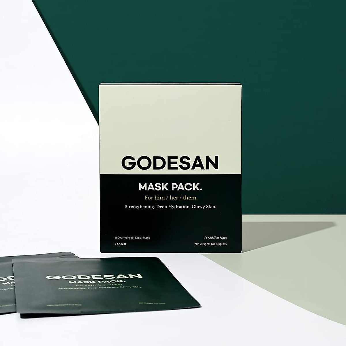 GODESAN Hydrogel Face Mask Pack 5pcs - Rich Collagen, Deep Moisture, Ginseng, Tea Tree, Hyaluronic, Overnight Mask, All skin type