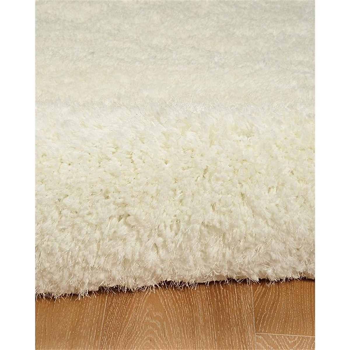Linon Luxe Plush Shag Hand Tufted Polyester 5'x7' Rug in White