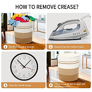 Tall Laundry Baskets with Sturdy Handles, Blanket Basket, 80L Large Dirty Clothes Hamper, Cotton Rope Basket for Blanket, Toys, Pillows, in Living Room, Bathroom, Bedroom