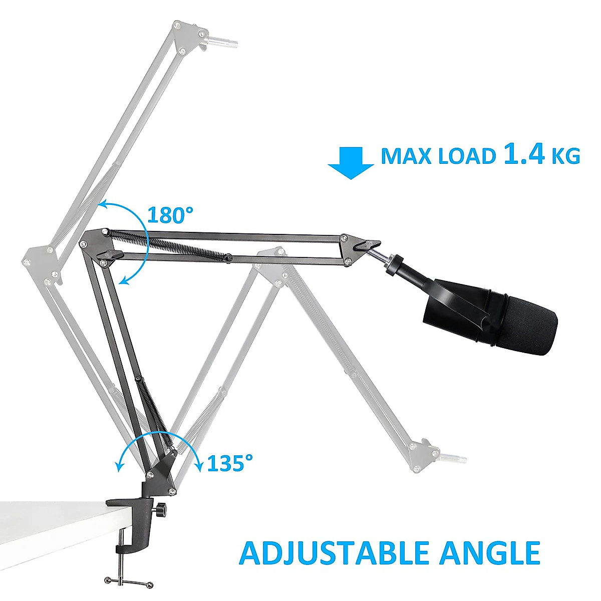 SUNMON Shure MV7 Boom Arm Mic Stand with Pop Filter, Adjustable Suspension Boom Scissor Arm Stand with Pop Filter Compatible with Shure MV7, Shure MV7X adn SM7B Microphone by SUNMON