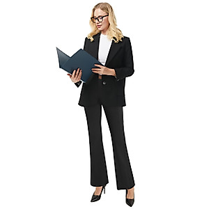 AFITNE Fleece Lined Pants Women Flare Leggings Bootcut Yoga Pants High Waisted Winter Warm Thermal Pants with Pockets-Black-L