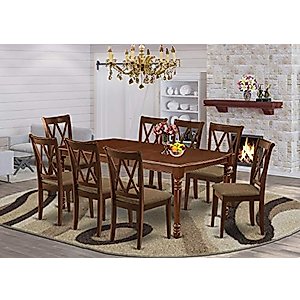 East West Furniture DOCL9-MAH-C Dining Table Set, 9-Piece