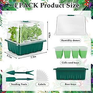 Seed Starter Tray, 72 Cells Indoor Seed Starter Kit, Flexible Silicone Designed Seedling Starter Trays, Germination Tray with Humidity Dome & Lids(4in Height), Reusable & Dishwasher Safe, BPA-Free