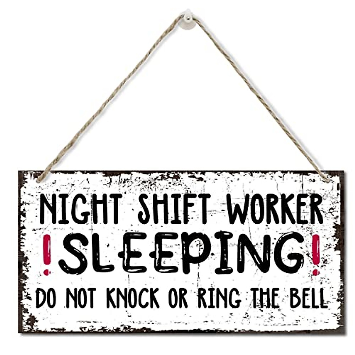 Night Shift Worker Sleeping Do Not Knock Or Ring The Bell Wall Decor Sign, Printed Wood Plaque Sign Wall Hanging, Funny Day Sleeper Sign, Decor Wall Art Sign 12" x 6"