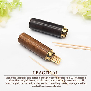 Huwane Toothpick Holder Portable Wood Toothpick Case Waterproof Handmade Craft Toothpick Pocket Box for Storage Toothpick, Needle, Pill, Bead, Ear Pick, Cotton Swab and Other Small Object (4 Packs)