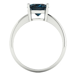 Clara Pucci 2.5ct Oval Cut Solitaire Natural London Blue Topaz Engagement Bridal Promise Anniversary Ring 18K White Gold Size 6.5
